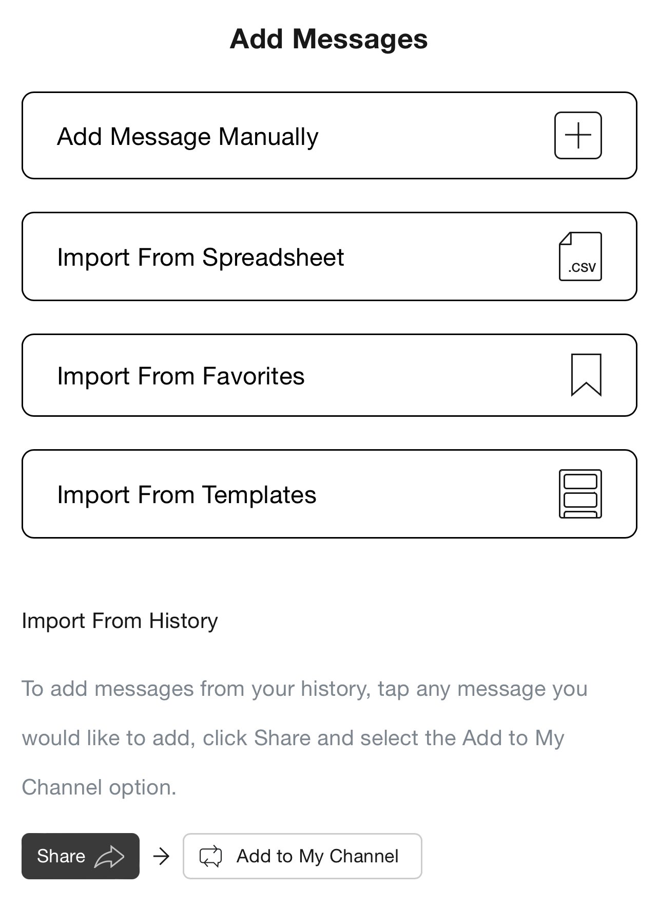 How do I create and schedule my own channel of custom messages?