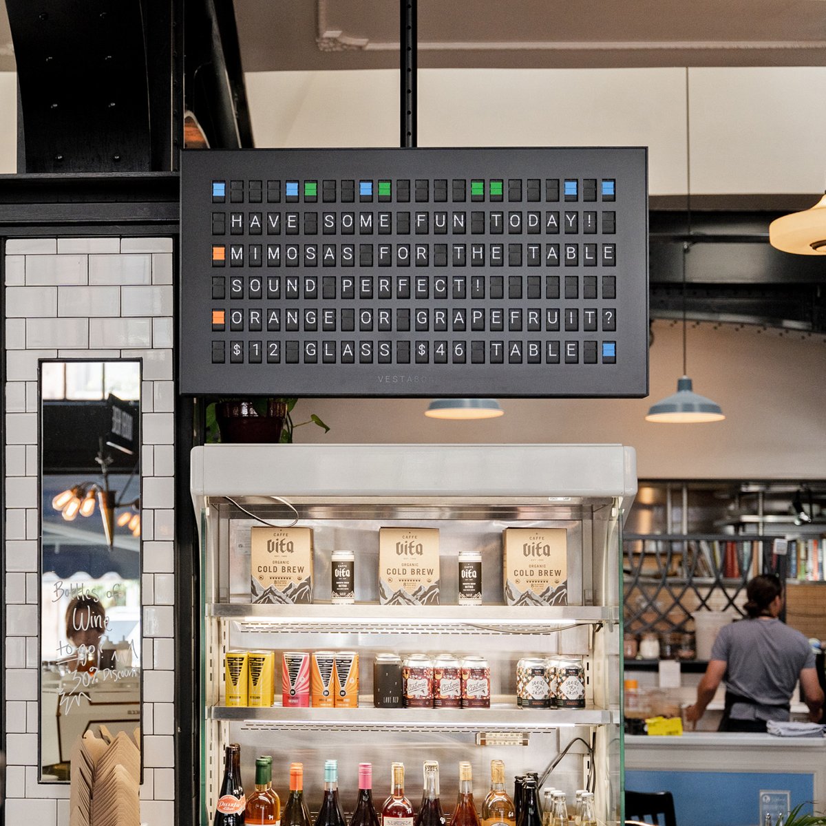 Sabine Café says Vestaboard is "perfect for getting our specials noticed"