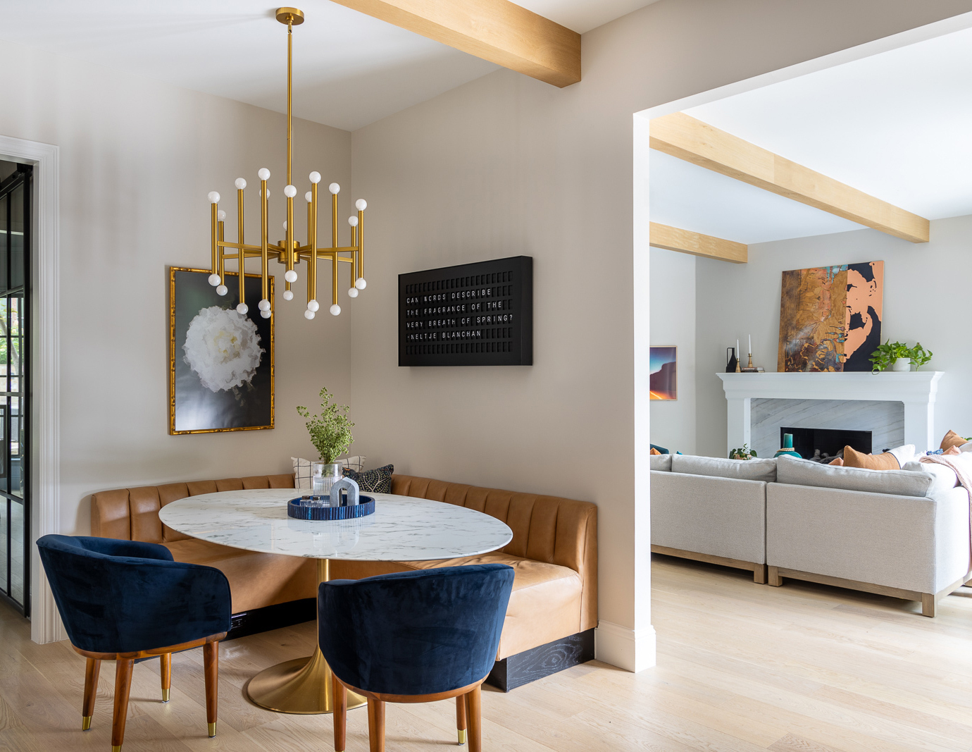 Interior designer chooses Vestaboard as an artistic centerpiece